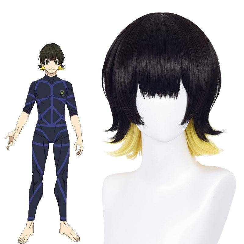 Blue Lock Bachira Meguru Black Mixed Yellow Cosplay Wigs